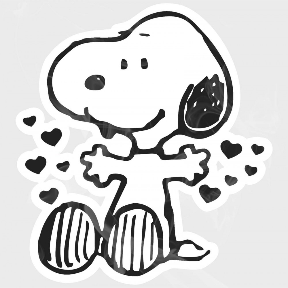 Peanuts Snoopy Love Hearts Static Cling Decal