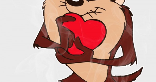 Looney Tunes Taz Love Vinyl Iron-On Decal