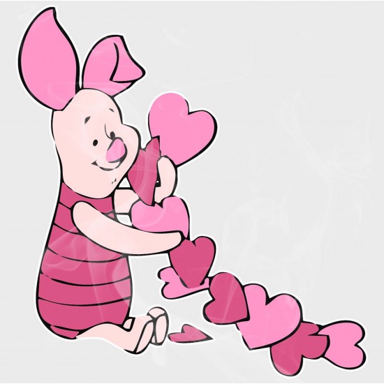 Pooh Piglet Heart String Vinyl Decal