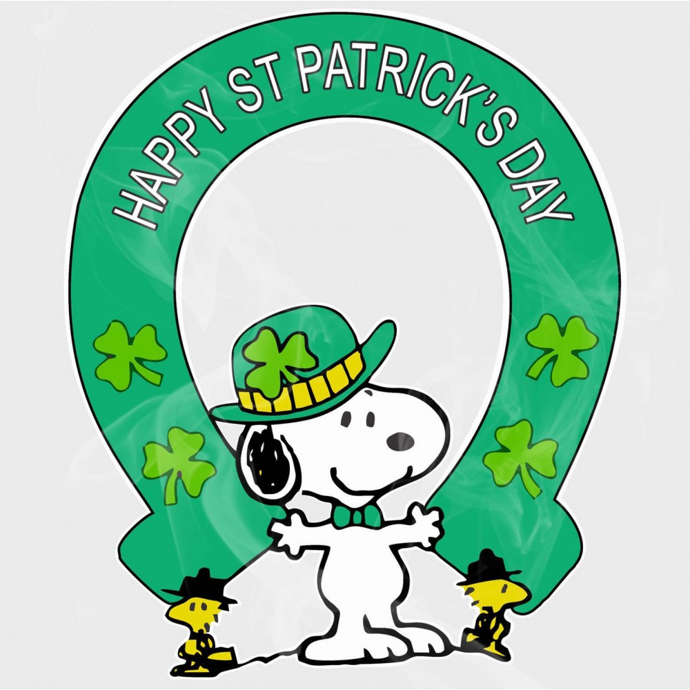Peanuts Snoopy & Woodstock Happy St Patrick's Day Static Cling Decal