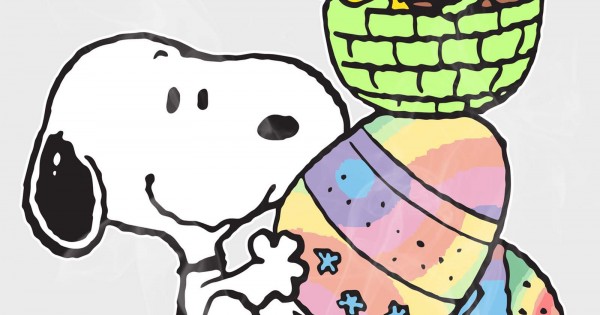 Peanuts Snoopy & Woodstock Easter Basket Vinyl Iron-On Decal