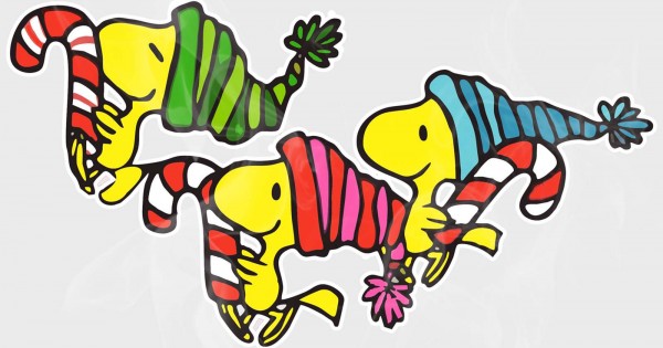 Peanuts Woodstock Christmas Candy Canes Vinyl Decal