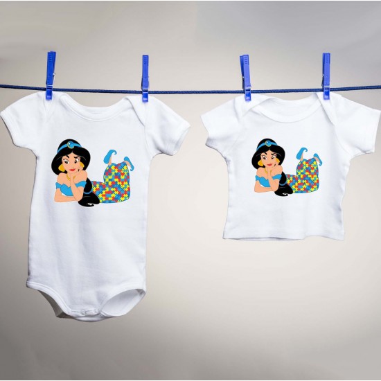 Princess Jasmine Autism Awareness Vinyl Iron-On Decal