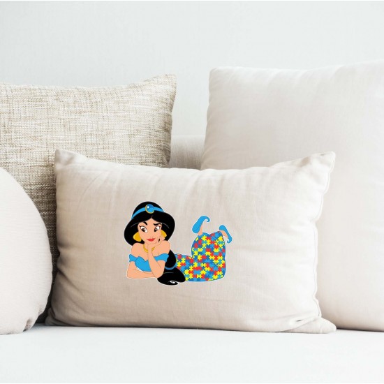 Princess Jasmine Autism Awareness Vinyl Iron-On Decal