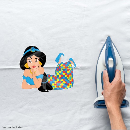 Princess Jasmine Autism Awareness Vinyl Iron-On Decal