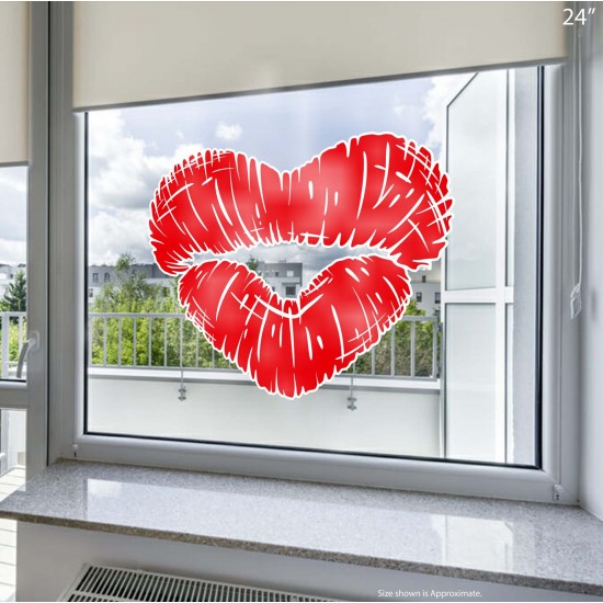 Lip Heart Static Cling Decal