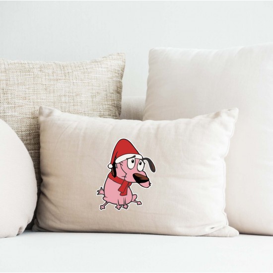 Courage the Cowardly Dog in Christmas Santa Hat Vinyl Iron-On Decal
