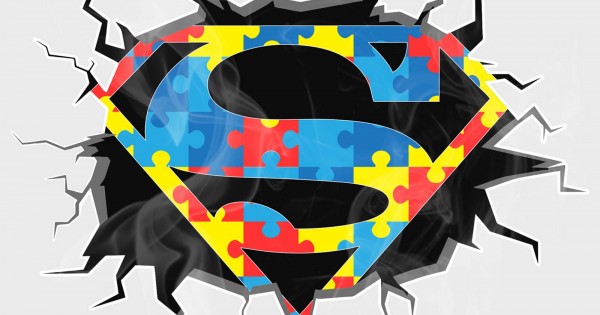 Superman Style Autism Awareness Breaking Out Vinyl Decal