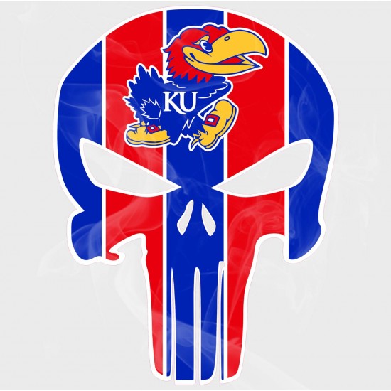 Kansas Jayhawks Punisher Vinyl Iron-On Decal