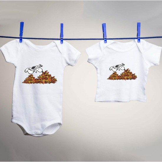 Comic Classics Snoopy Jumping in Leaf Pile Vinyl Iron-On Decal