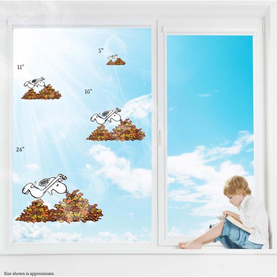 Comic Classics Snoopy Jumping in Leaf Pile Static Cling Decal
