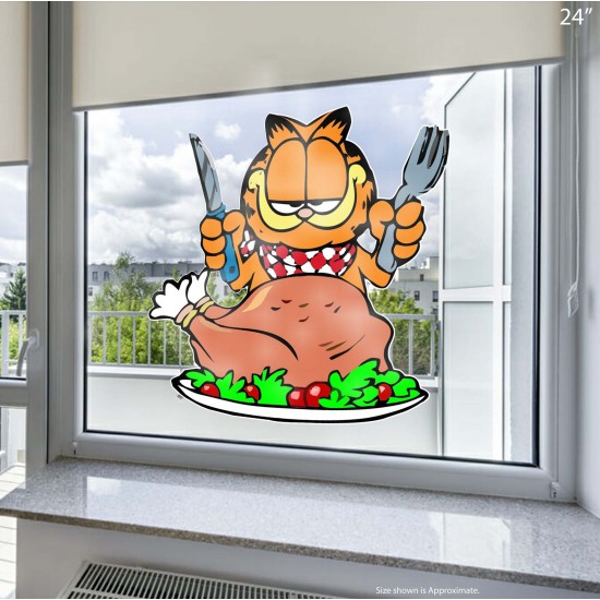 Garfield Thanksgiving Feast Static Cling Decal