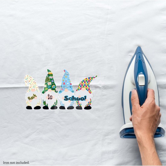 Back to School Gnomes Vinyl Iron-On Decal